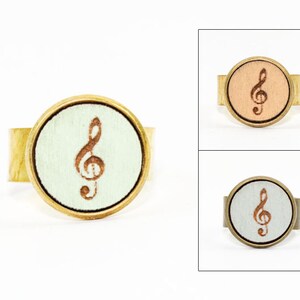 Treble Clef Ring - Laser Cut Wood in Adjustable Setting (choose Your ...