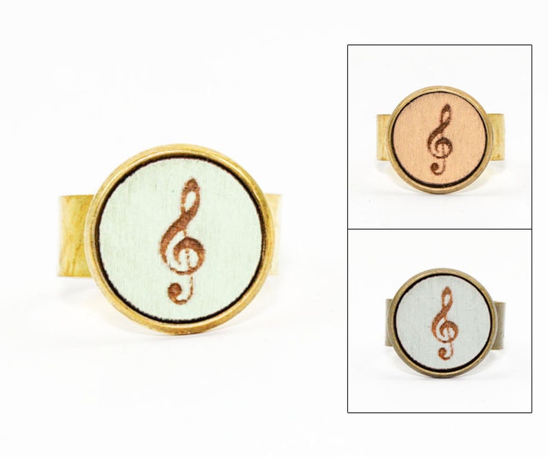 Treble Clef Ring - Laser Cut Wood in Adjustable Setting (choose Your ...