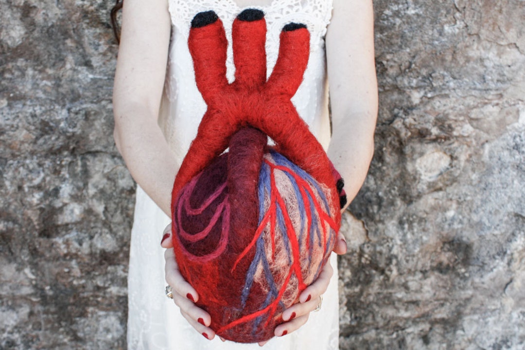 Heartfelt (XL) - Anatomical Heart - Needle Felted Organ - Etsy