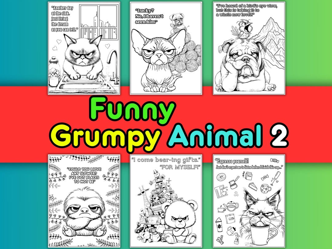 Funny Grumpy Animal Coloring Pages 2 by Short and Bald, Cute Grumpy ...