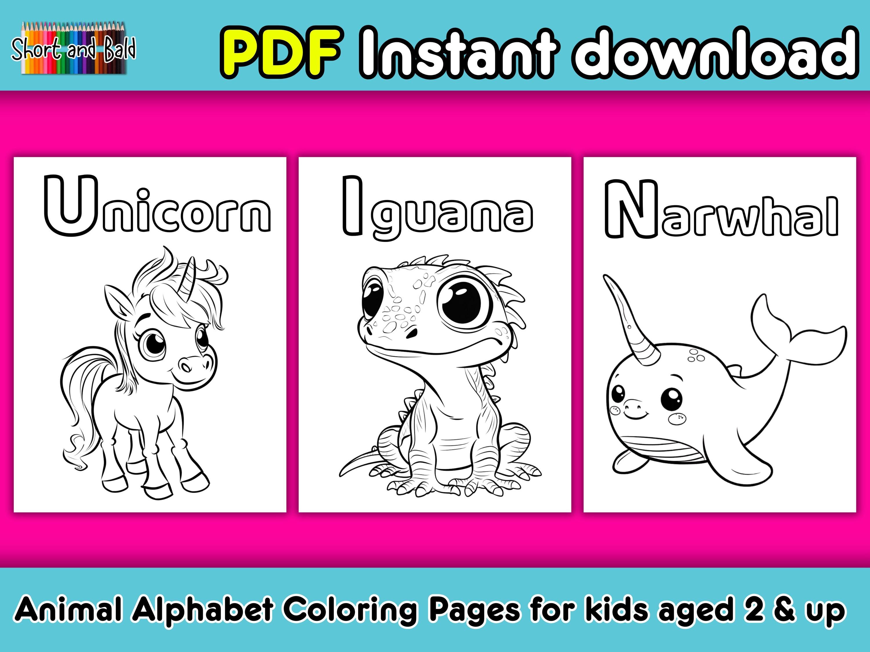 A to Z Cute Animal Coloring Book for Kids and Toddlers by Short and ...