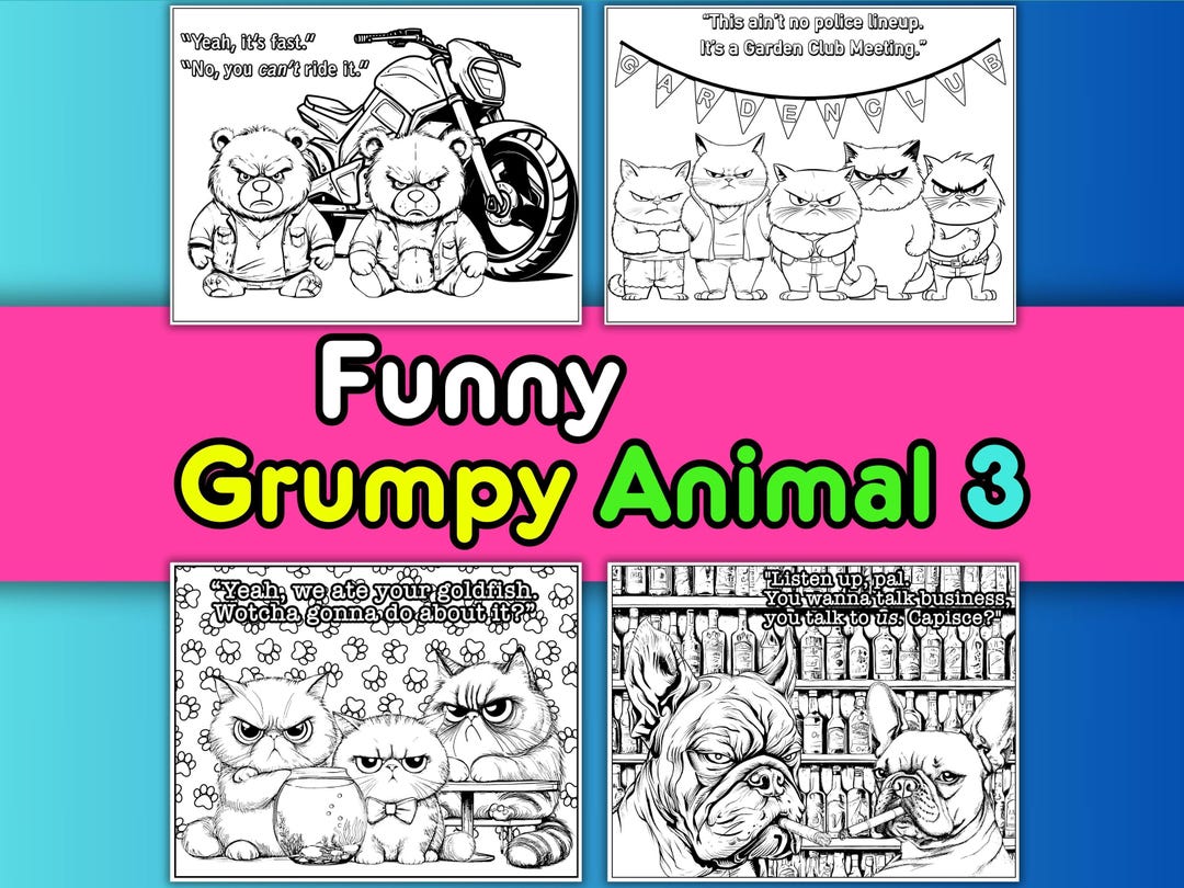 Funny Grumpy Animal Coloring Pages 3 by Short and Bald, Cute Grumpy ...
