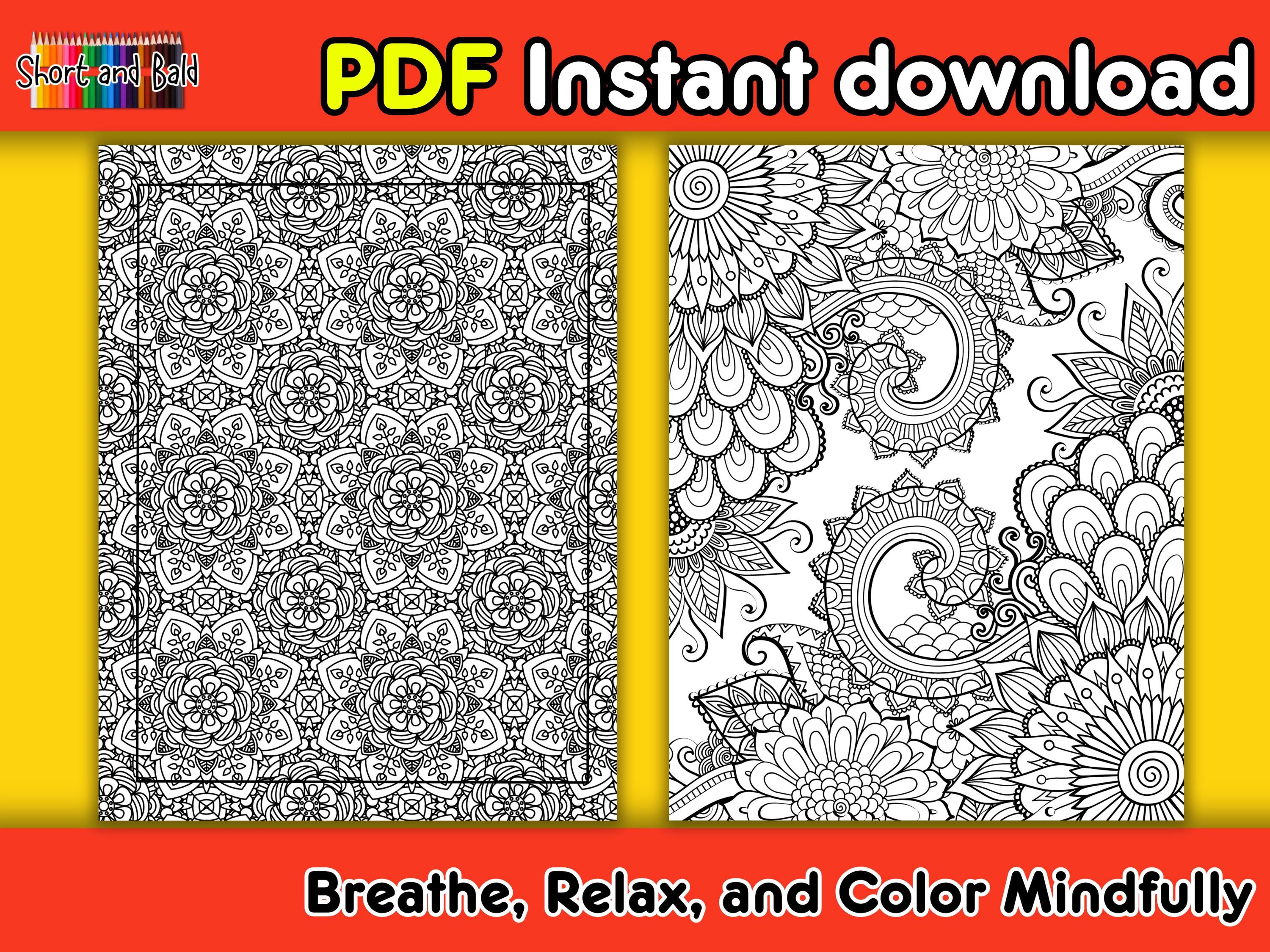 Mindfulness Coloring Pages 1 by Short and Bald, 8 Intricate Mandala ...