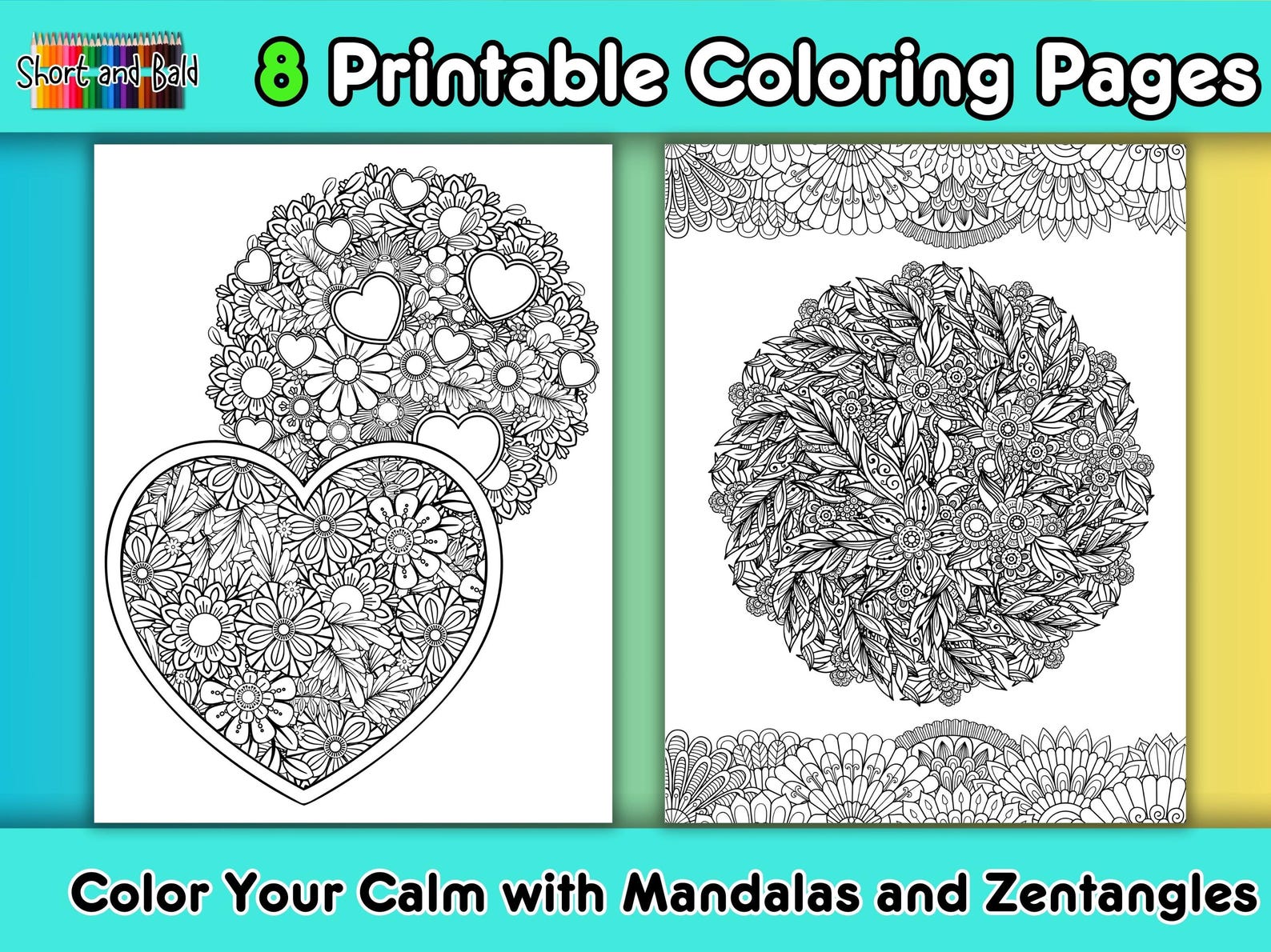 Mindfulness Coloring Pages 2 by Short and Bald, 8 Intricate Mandala ...
