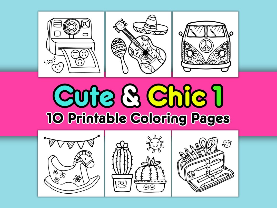 Cute & Chic Coloring Pages #1 by Short and Bald, Ukulele Sombrero ...