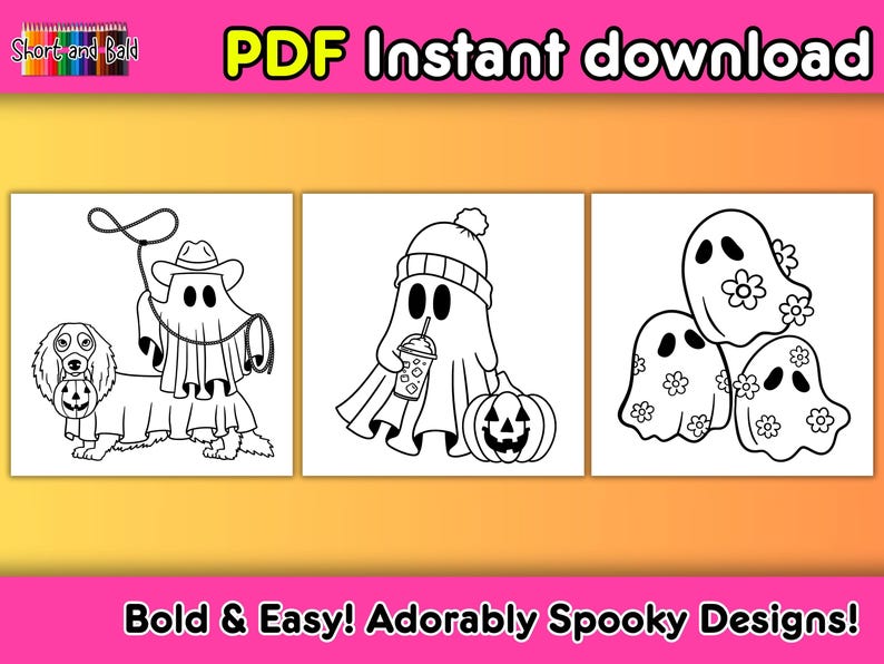 Spooky Ghosts, Cute Halloween Coloring Pages by Short and Bald ...