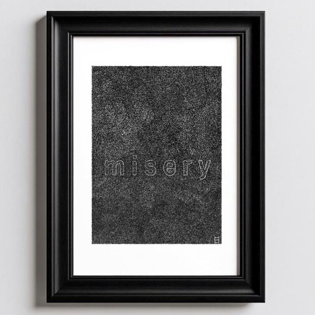 Misery Scribble Art Print – Minimalist Depression Poster, Dark Humor ...