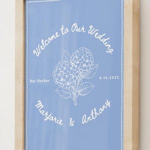 Blue Hydrangea Wedding Welcome Sign - Etsy