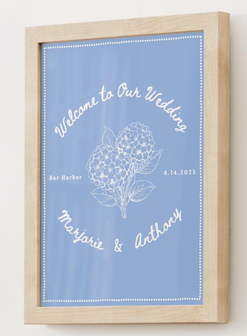 Blue Hydrangea Wedding Welcome Sign - Etsy