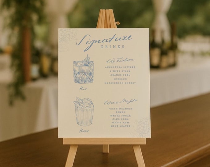 Blue Wedding Signature Drink Sign - Etsy Canada