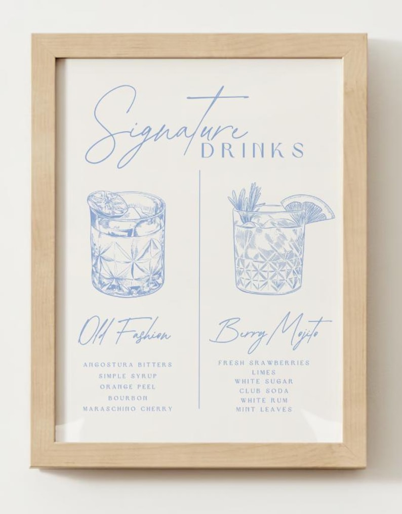 Blue Wedding Signature Drink Sign - Etsy