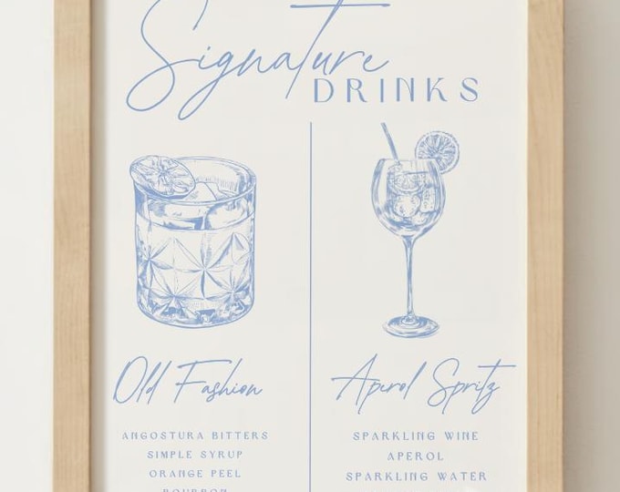 Blue Wedding Signature Drink Sign - Etsy Canada