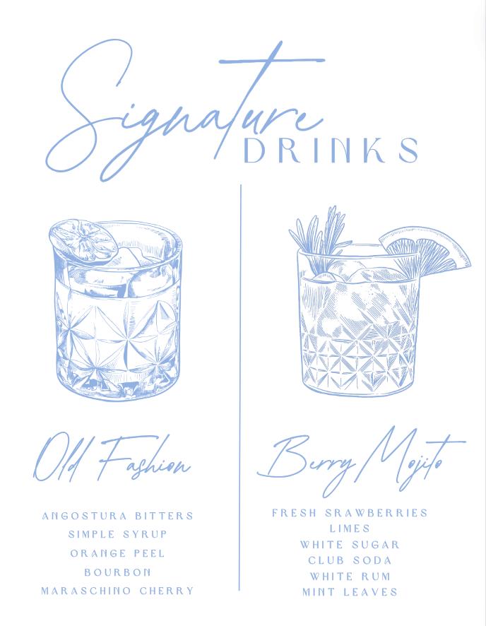 Blue Wedding Signature Drink Sign - Etsy