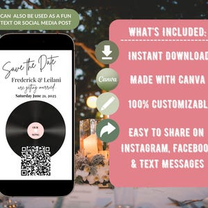 SPOTIFY Inspired SAVE the DATE, Fully Editable & Customizable, Mobile ...
