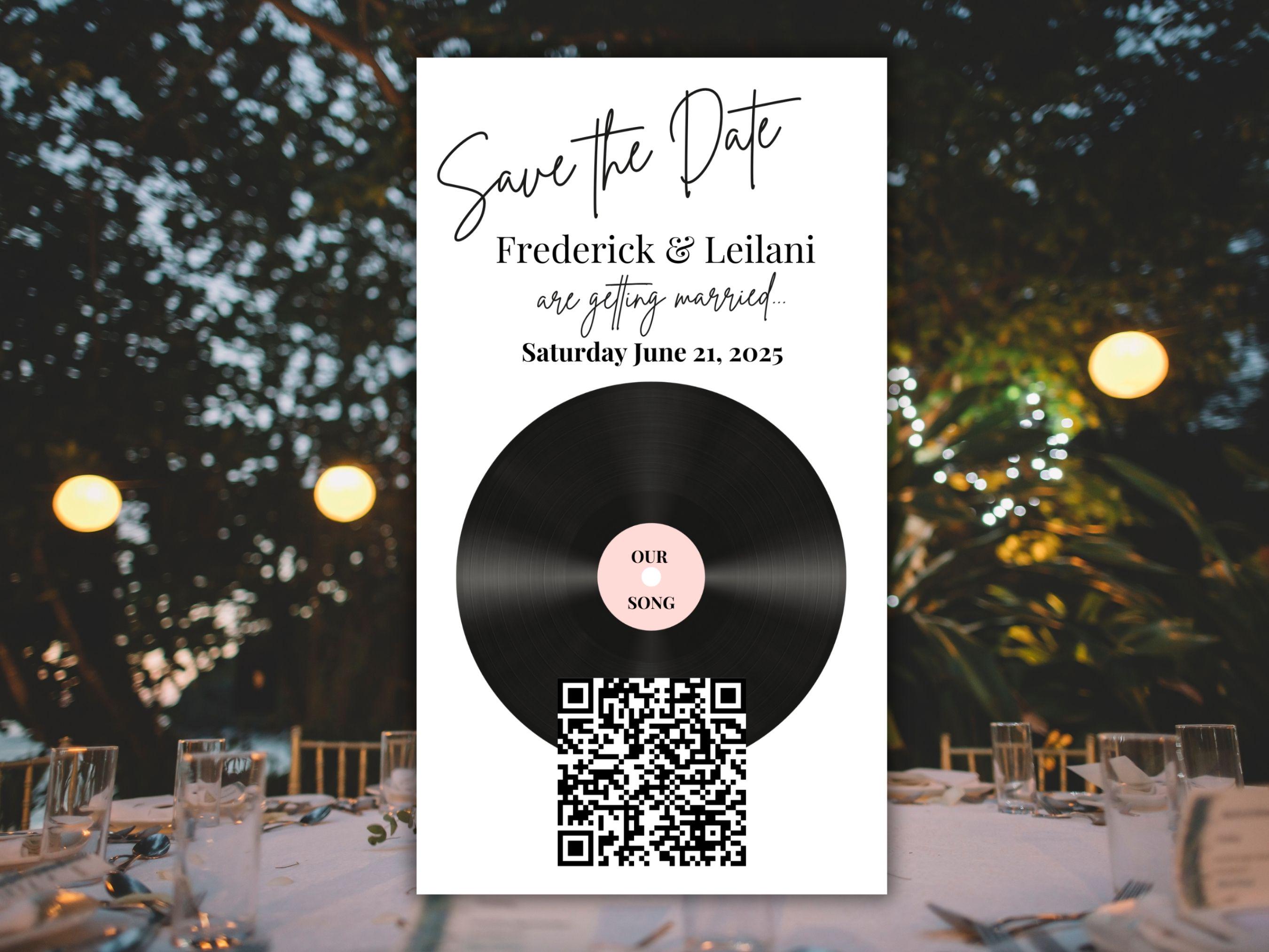 SPOTIFY Inspired SAVE the DATE, Fully Editable & Customizable, Mobile ...