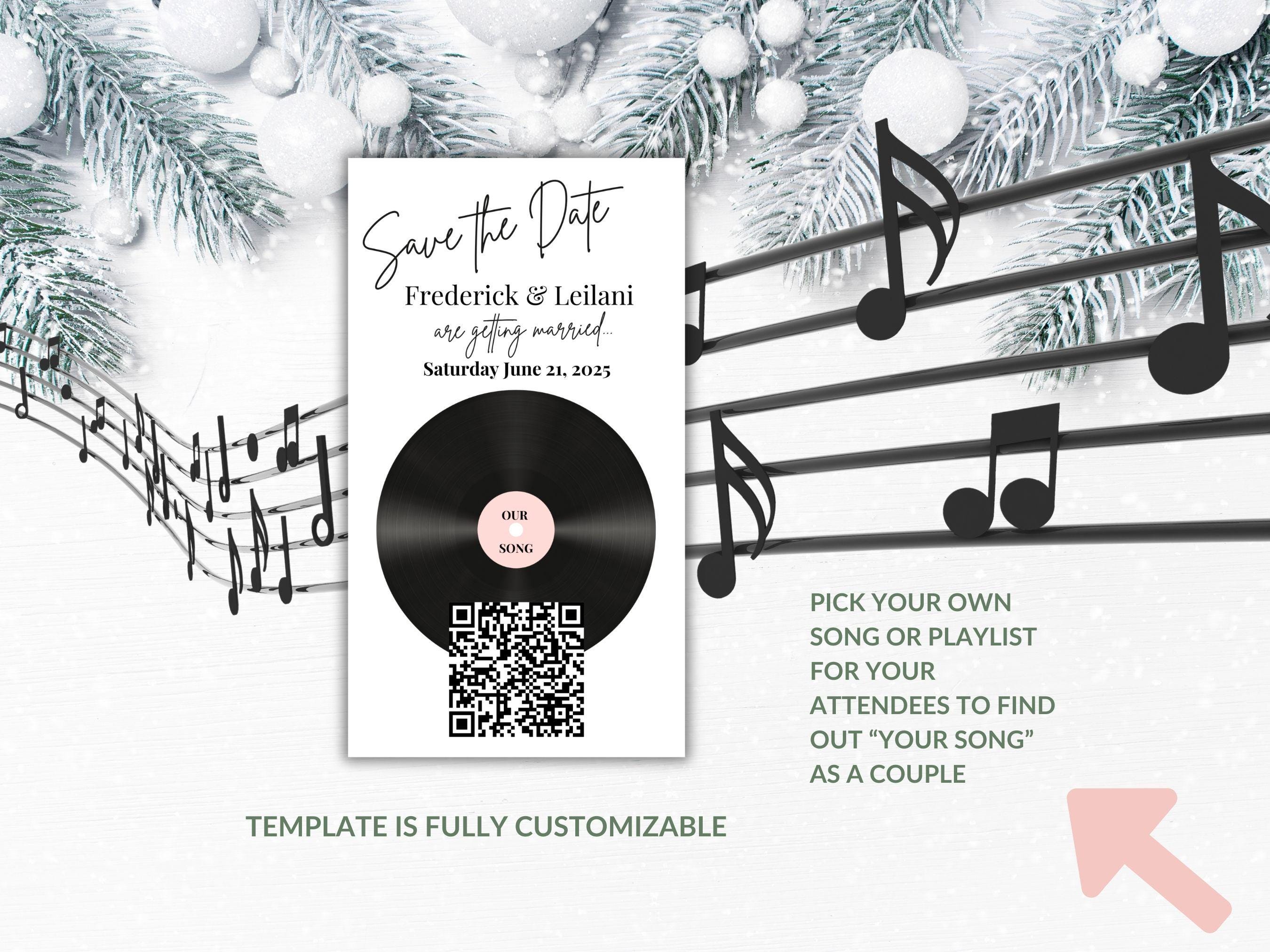 SPOTIFY Inspired SAVE the DATE, Fully Editable & Customizable, Mobile ...