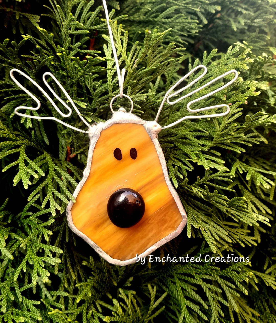 Stained Glass Reindeer W/ Black Nose - Etsy