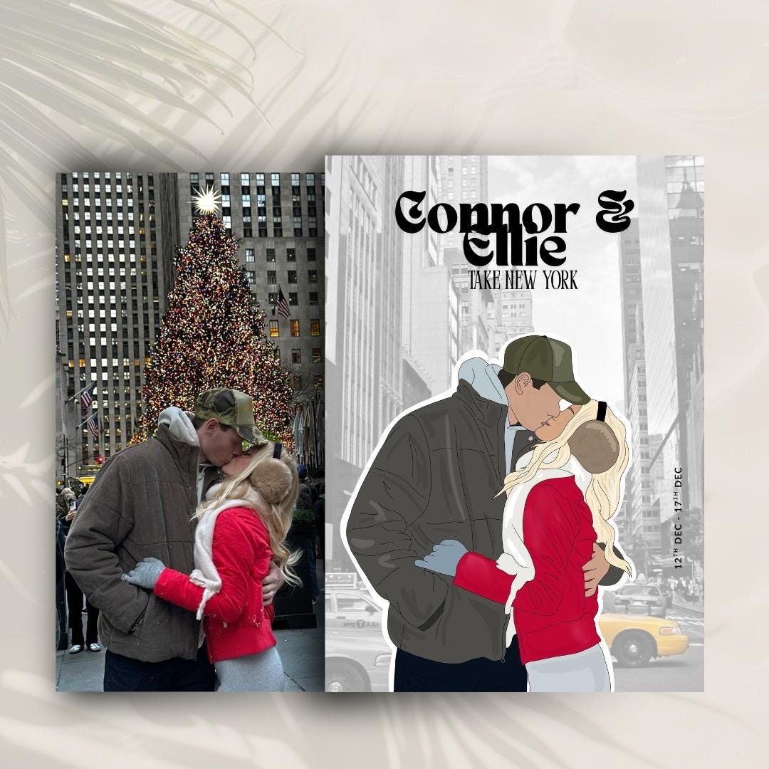 Personalised Faceless Portrait From Photo: Custom Couple Illustration ...
