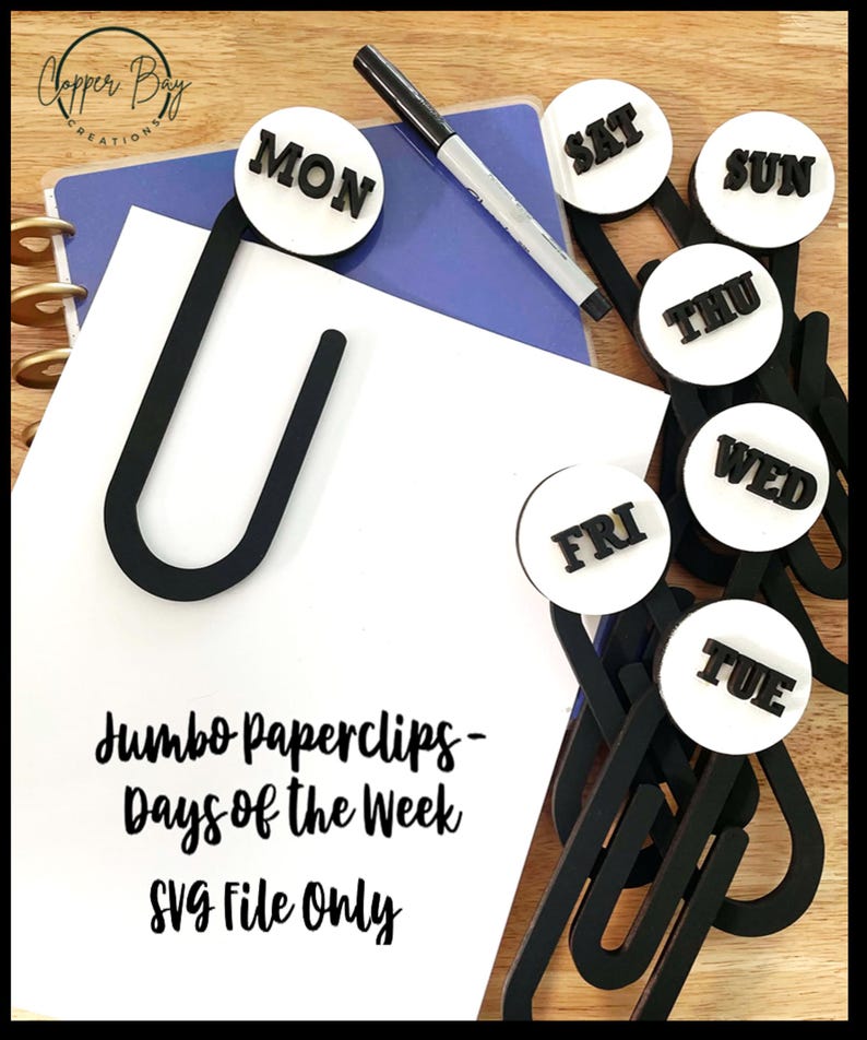 Jumbo Paperclips SVG Cut File Days of the Week - Etsy