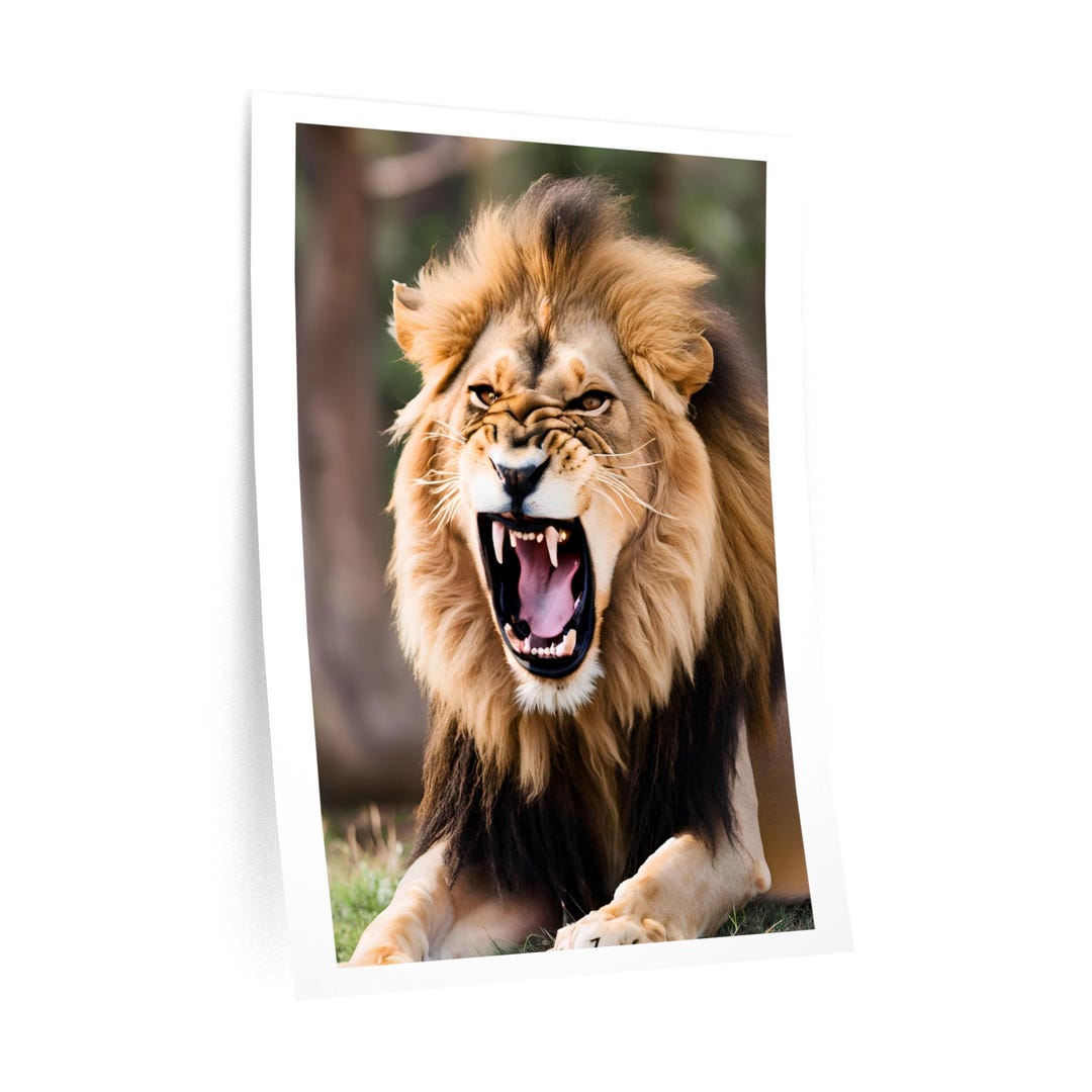 Snarling Lion Wall Decal - Jungle Safari Animal Sticker, Removable ...