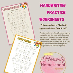 Handwriting Practice, Lettering Practice Kindergarten Alphabet Tracing ...