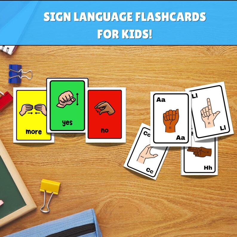 Sign Language Hand Signals Basic ASL Signs Flash Cards - Etsy