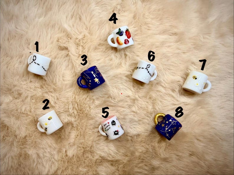 Playscale Miniature Coffee Mugs: Hand-painted 1/6 Scale Doll Cups, Doll ...