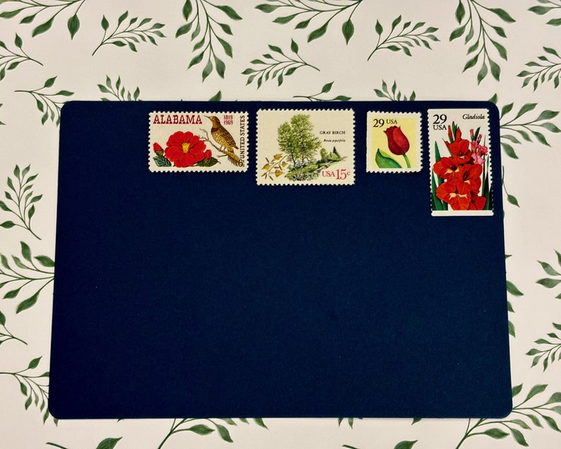 Curated Vintage Postage Set Wedding Postage Set of 4 Stamps Red Floral ...