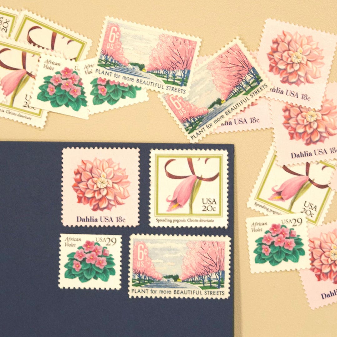 Botanical Postage Set | Curated Vintage Postage Stamp Set | Vintage ...