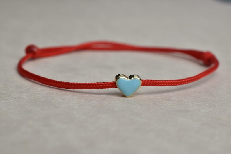 Personalized Enamel Heart String Bracelet - Choose Heart and Cord Color ...
