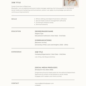 Basic Polished Resume - Etsy