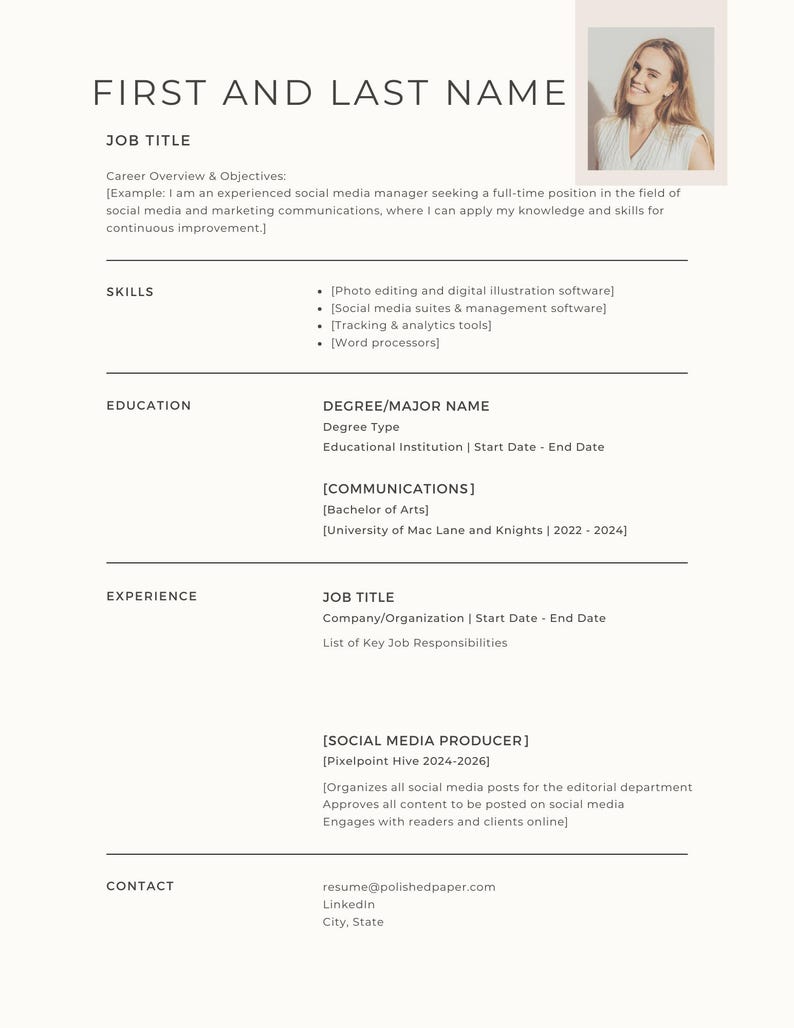 Basic Polished Resume - Etsy