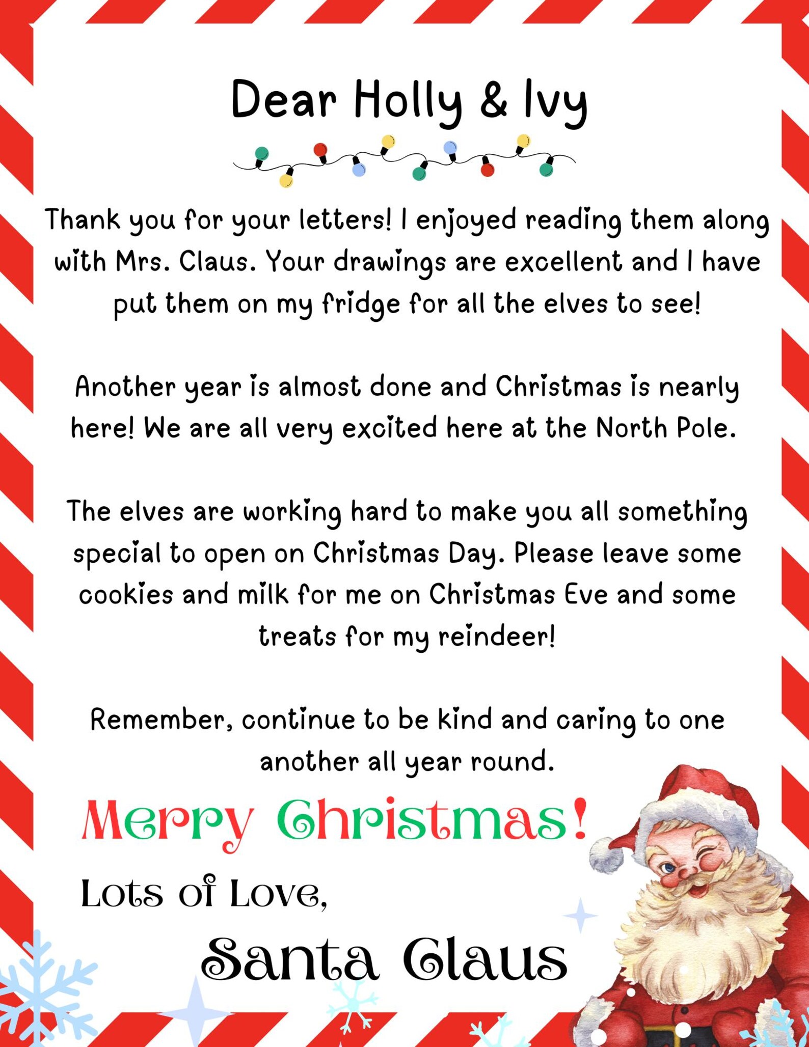 Editable Letter From Santa, Letter From Santa, Note From Santa, Santa ...