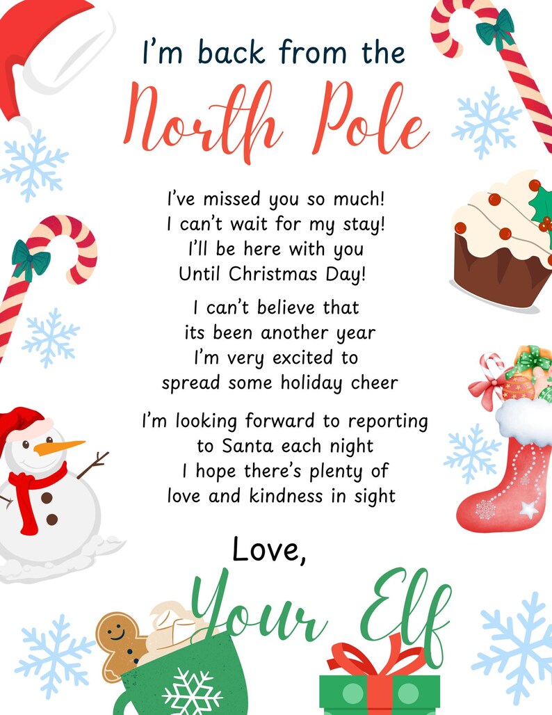 Printable Welcome Back Elf Letter, Elf Welcome Back, Arrival Letter ...