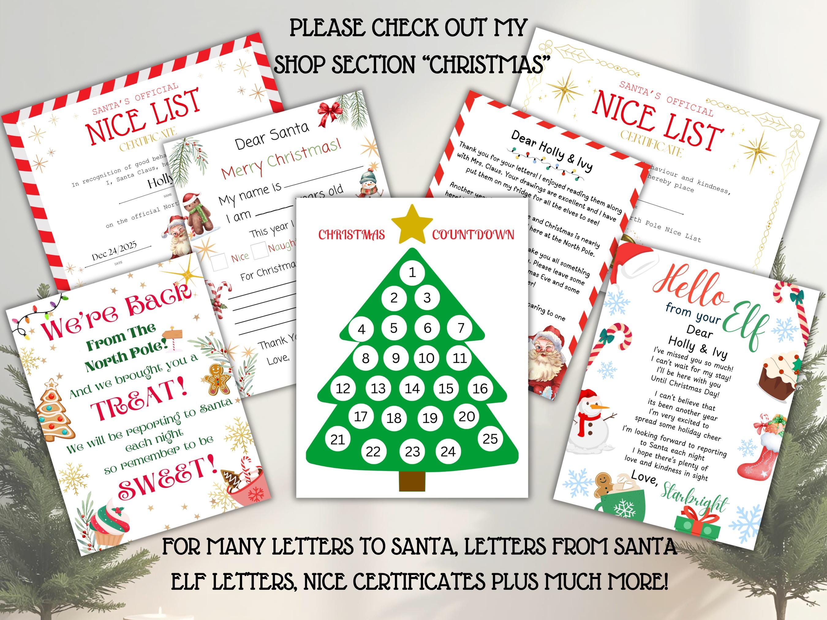 Printable Christmas Countdown Calendar, Kids Advent Activity, Advent ...
