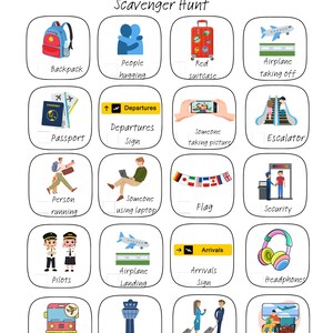 Airport Scavenger Hunt for Kids, Travel Scavenger Hunt, Printable ...