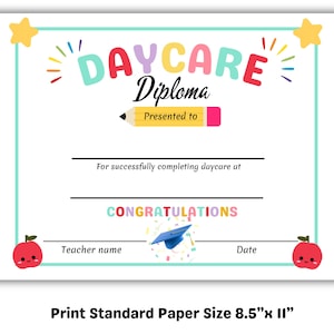 Editable Daycare Certificate, Daycare Diploma, Daycare Graduation, Last ...