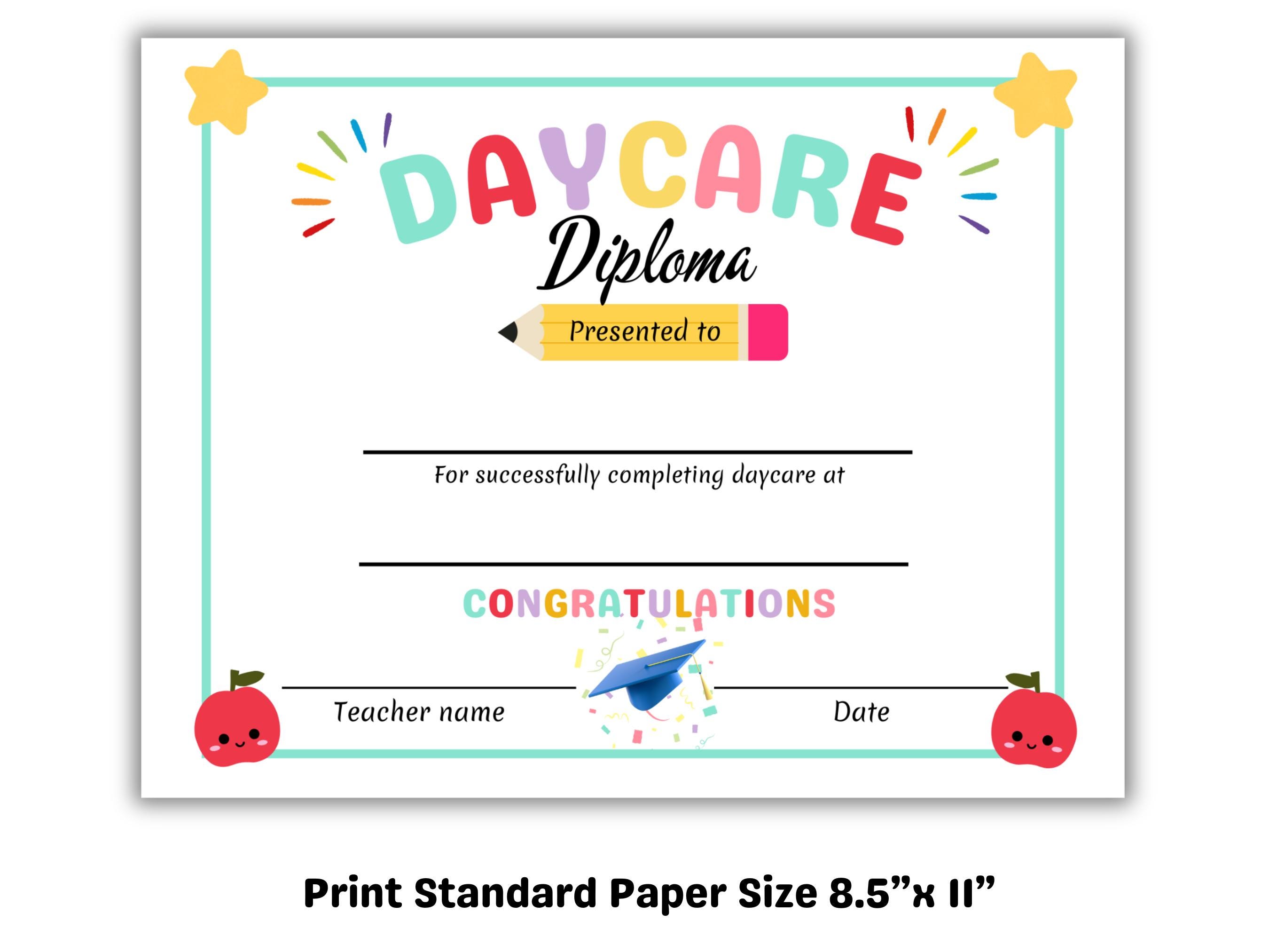 Editable Daycare Certificate, Daycare Diploma, Daycare Graduation, Last ...
