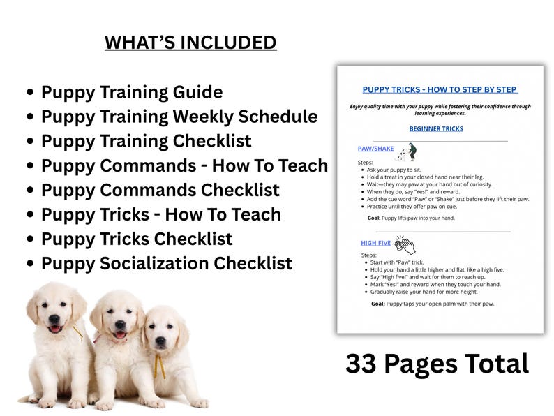 Puppy Training Guide PDF, Training Handbook, Puppy Planner, Dog ...