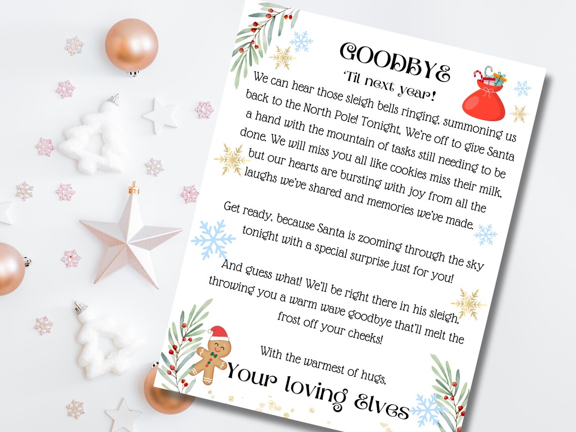 Printable Two Elves Goodbye Letter, Goodbye From Elf, Goodbye Letter ...
