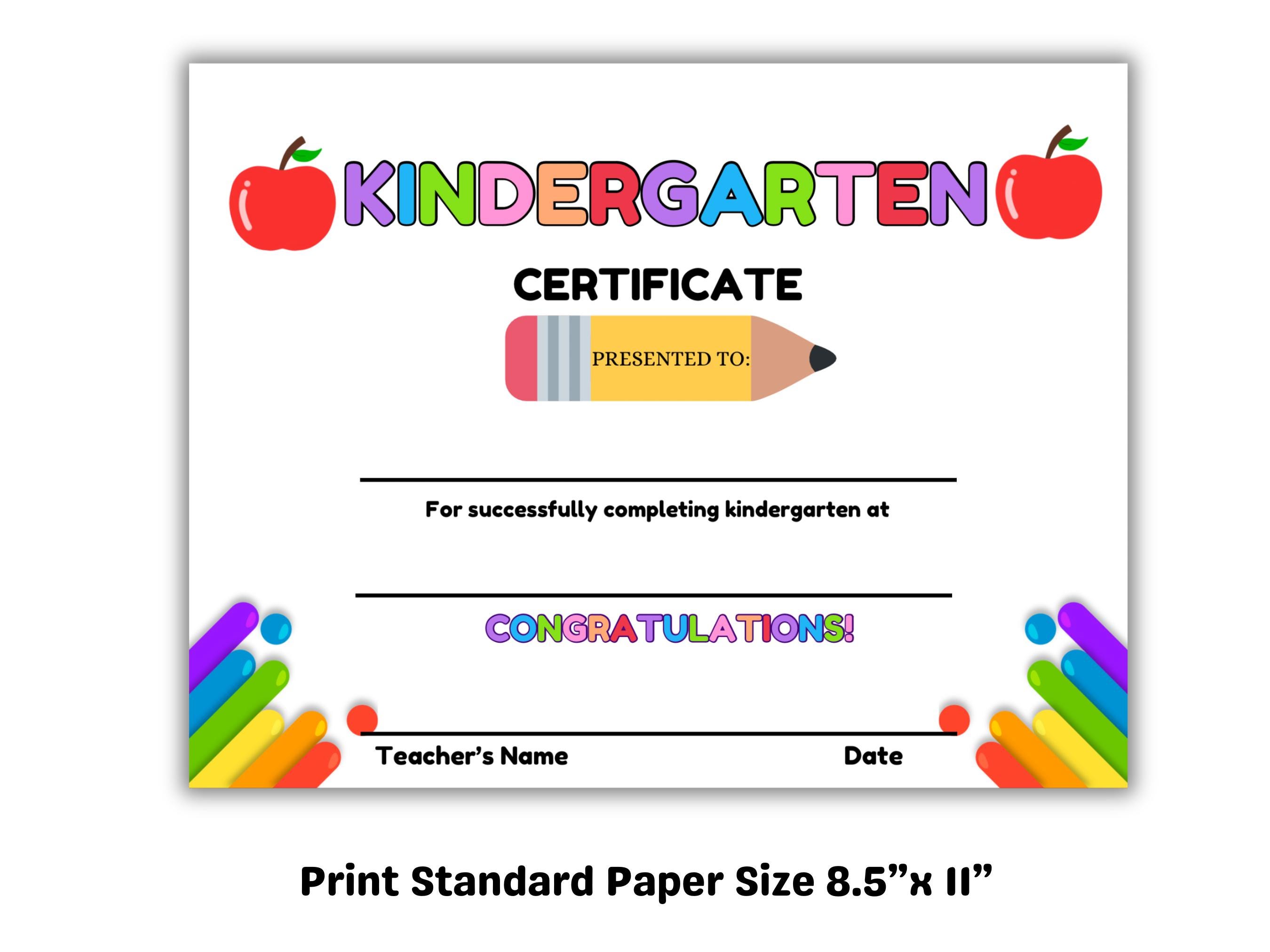 Editable Kindergarten Certificate, Kindergarten Diploma, Kindergarten ...