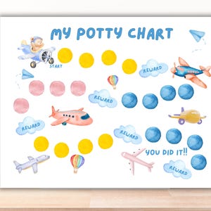 Printable Potty Training Chart, Airplane Potty Chart, Reward Chart ...