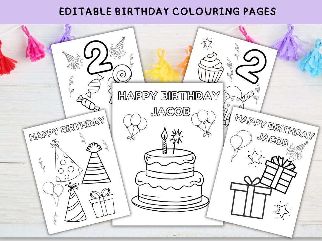 Birthday Party Coloring Pages, Custom Coloring Page, Birthday Activity ...
