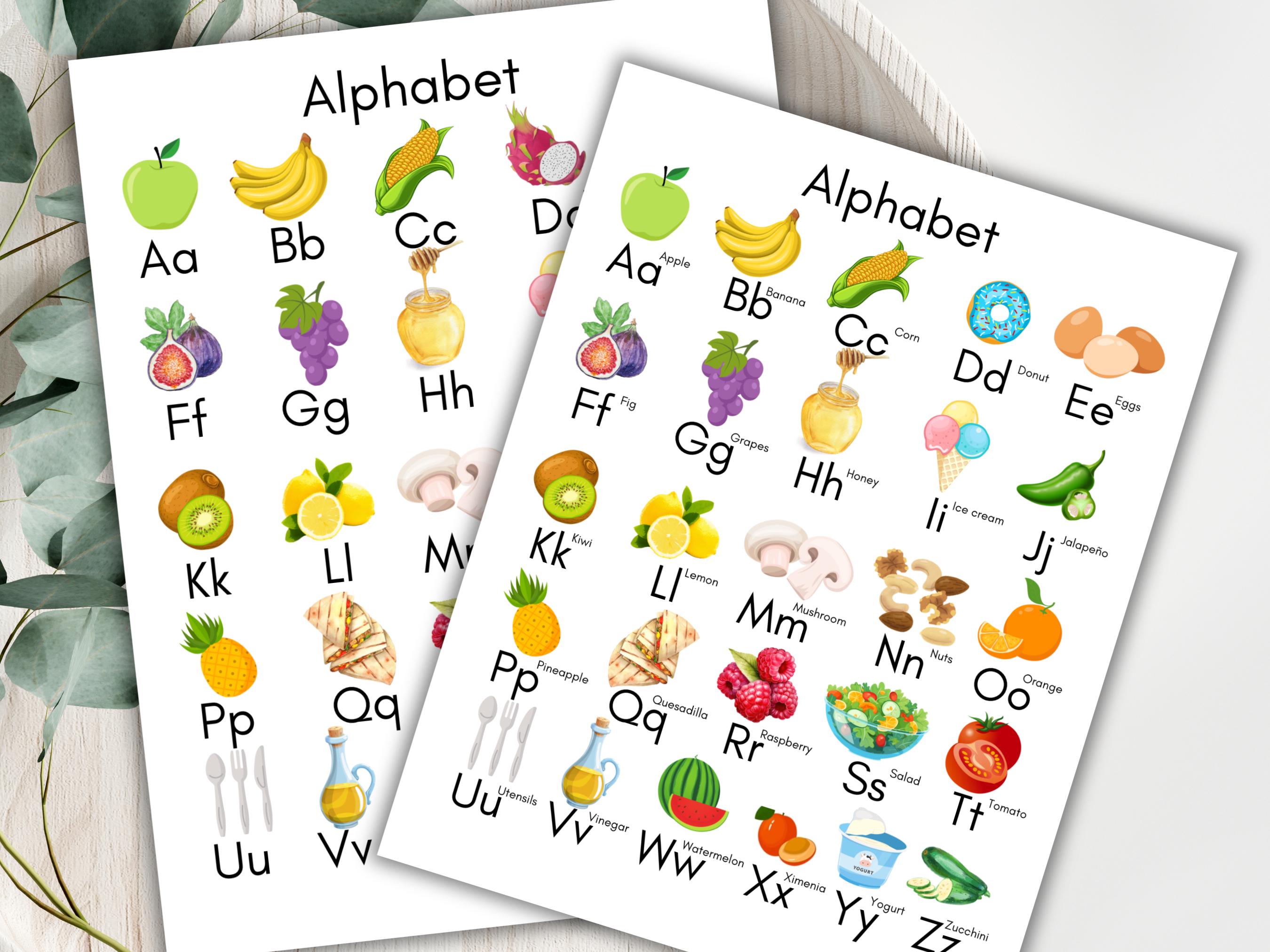 Food Alphabet, Alphabet Chart, Food Abc, Fruit & Vegetables, ABC Chart ...