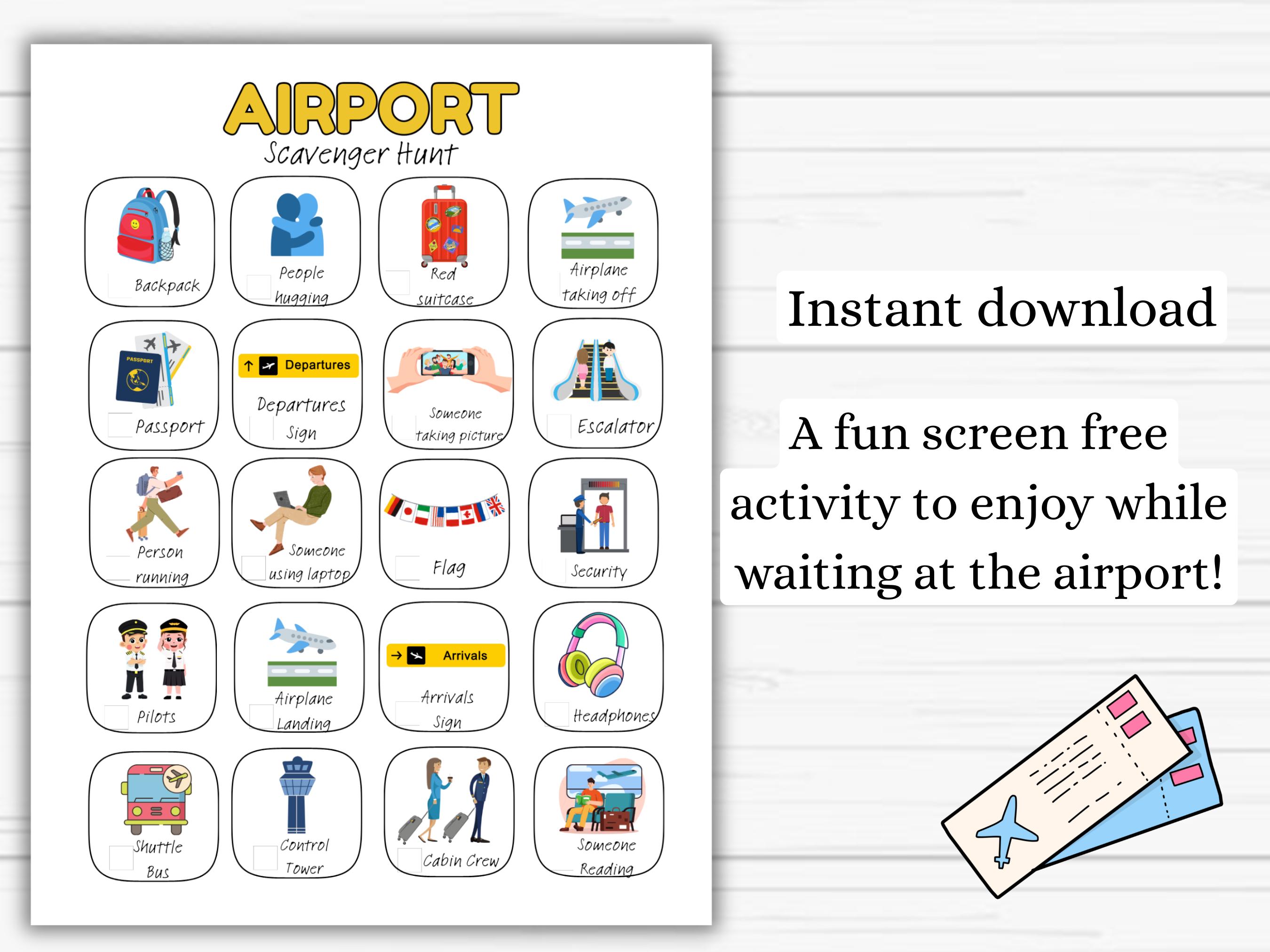 Airport Scavenger Hunt for Kids, Travel Scavenger Hunt, Printable ...