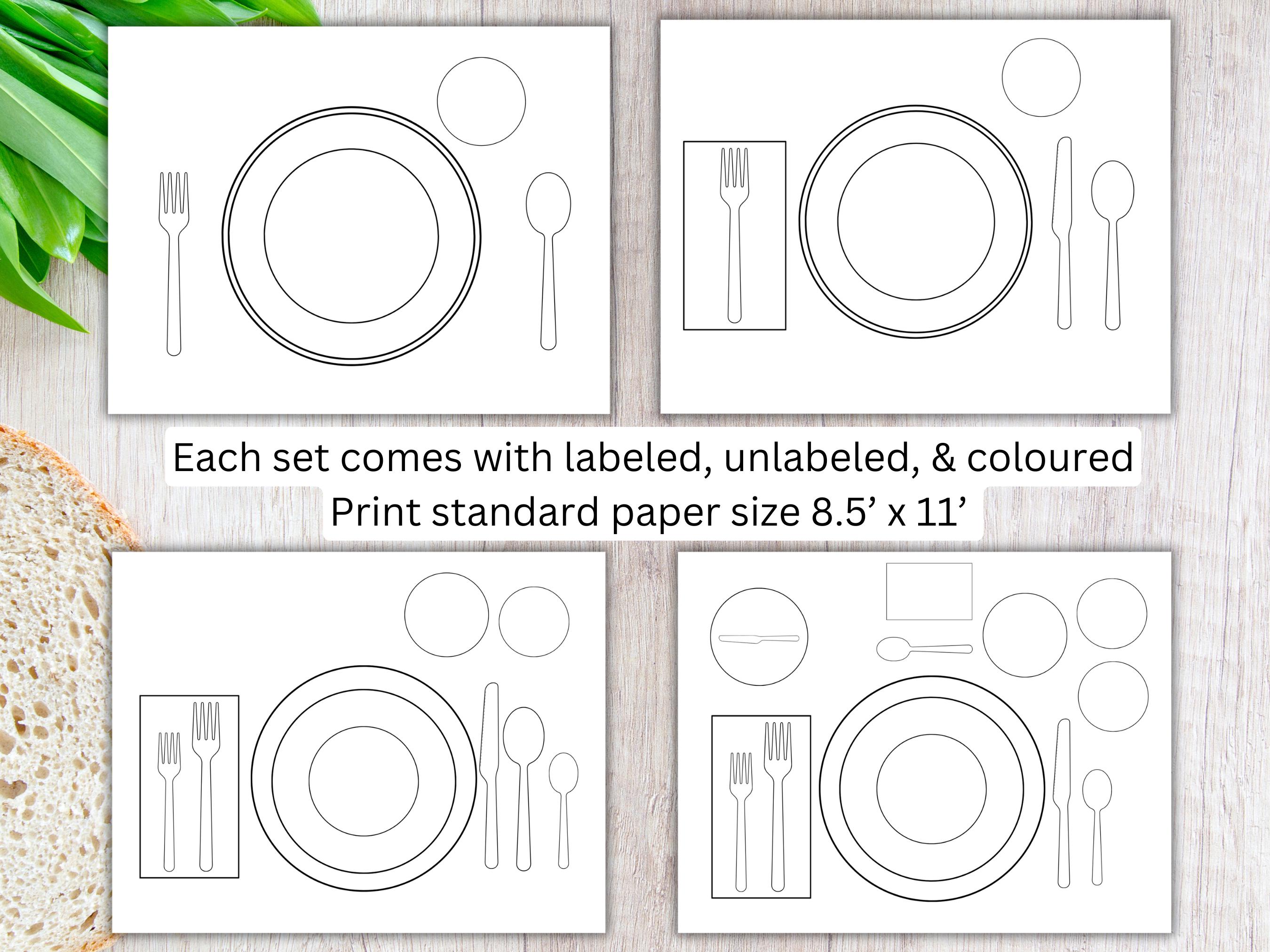 Montessori Placemat, Table Setting Placemat Printables for Kids ...