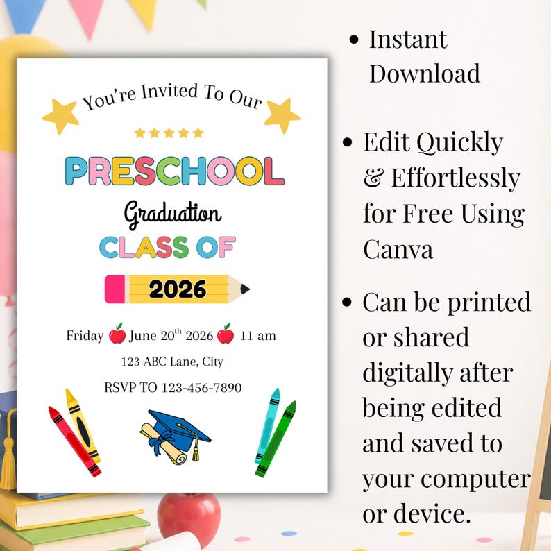 Editable Preschool Graduation Invitation, Preschool Grad Prek ...