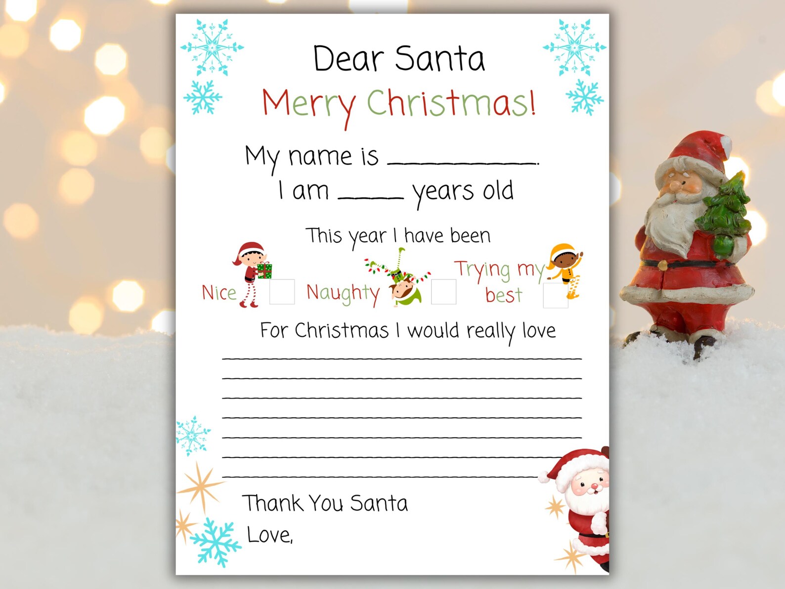 Printable Kids Letter to Santa, Letter to Santa, Santa Letters, Letters ...