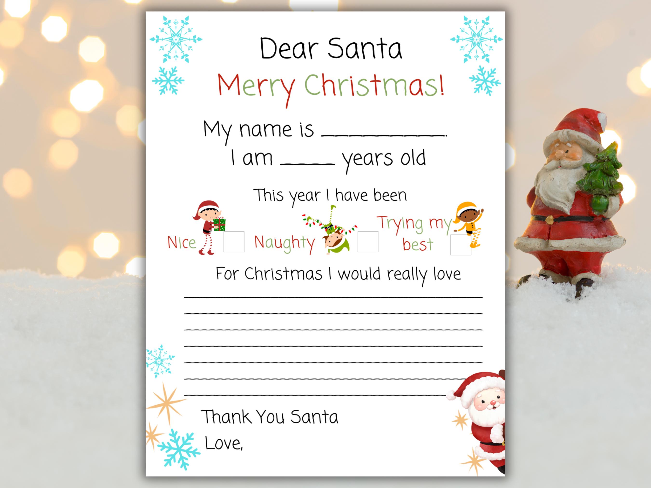 Printable Kids Letter to Santa, Letter to Santa, Santa Letters, Letters ...