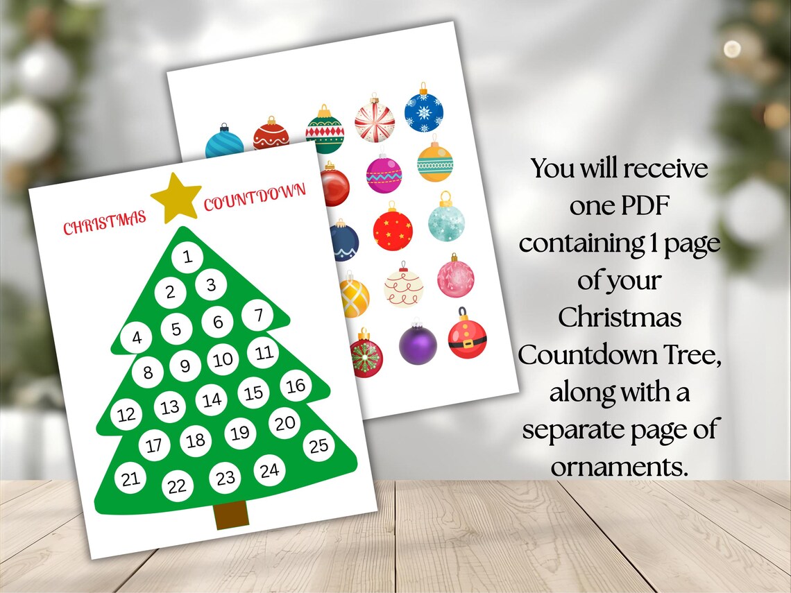 Printable Christmas Countdown Calendar, Kids Advent Activity, Advent ...